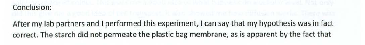 Bio sample conclusion - Jsjdjd - Conclusion: After my lab part ners and ...