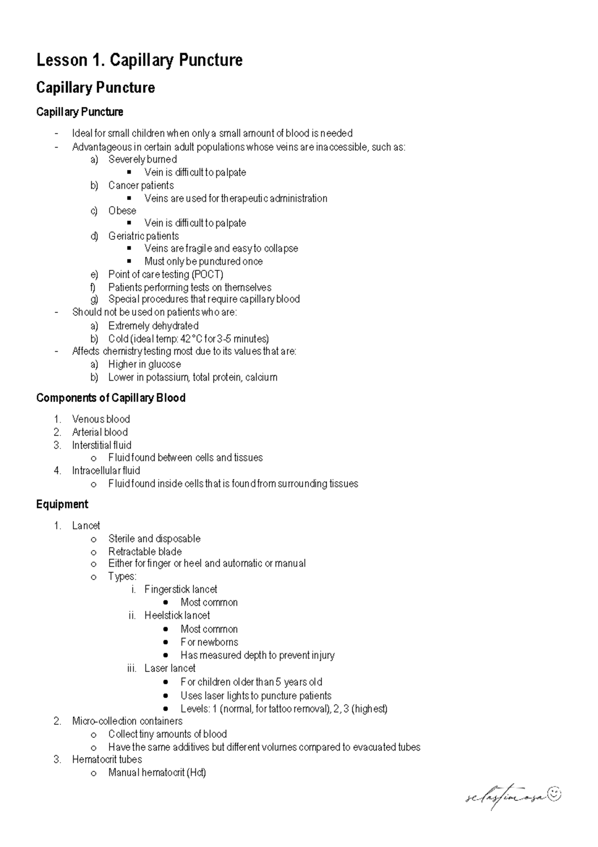 Lesson-1 - Lesson 1. Capillary Puncture Capillary Puncture Capillary ...