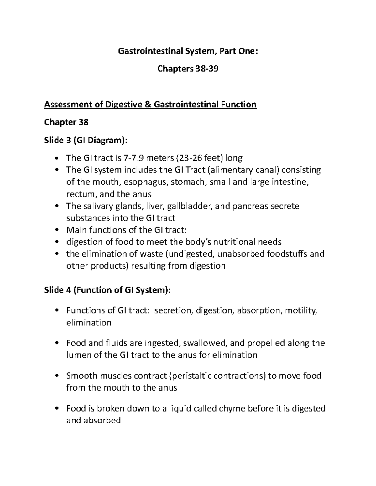 Gastrointestinal System Lecture Notes, part one - Gastrointestinal ...