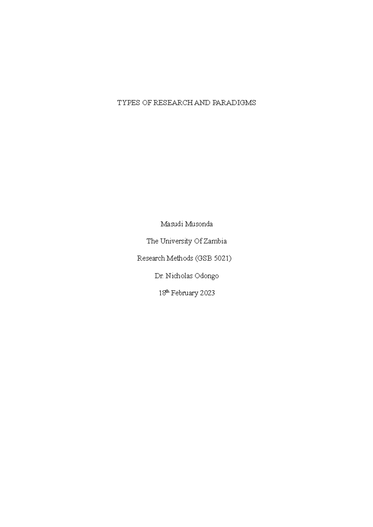 Module 4 Assignment - Research Paradigms - TYPES OF RESEARCH AND ...