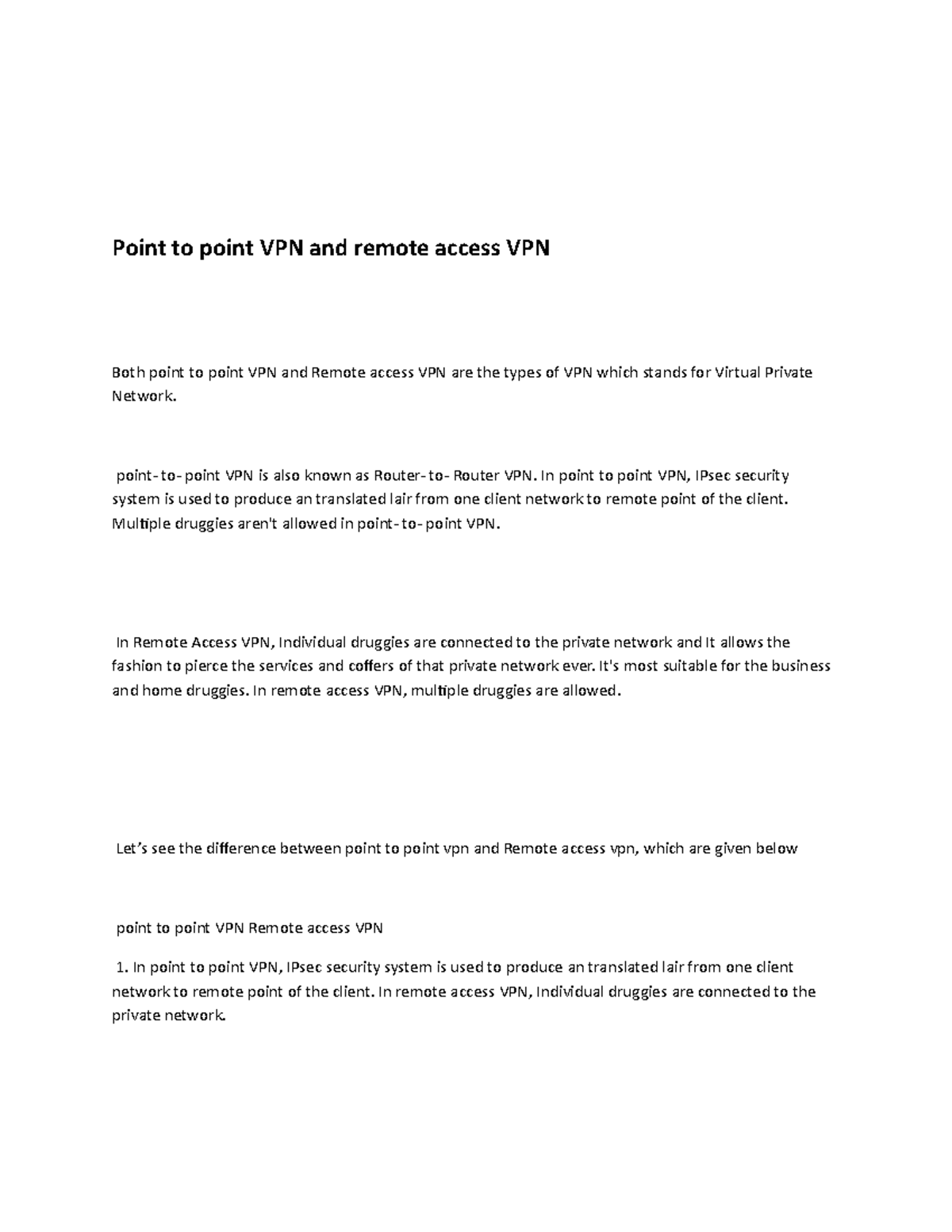 Point to point VPN and remote access VPN - point- to- point VPN is also ...