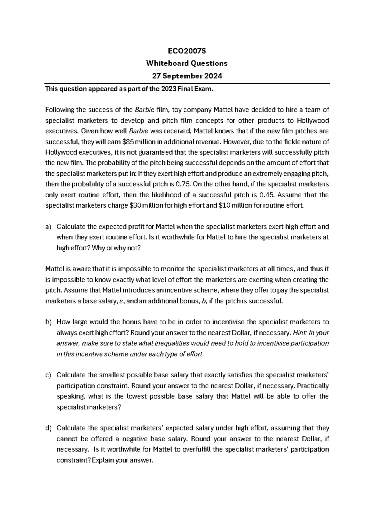 Whiteboard Questions (27 Sep) - ECO2007S Whiteboard Questions 27 ...