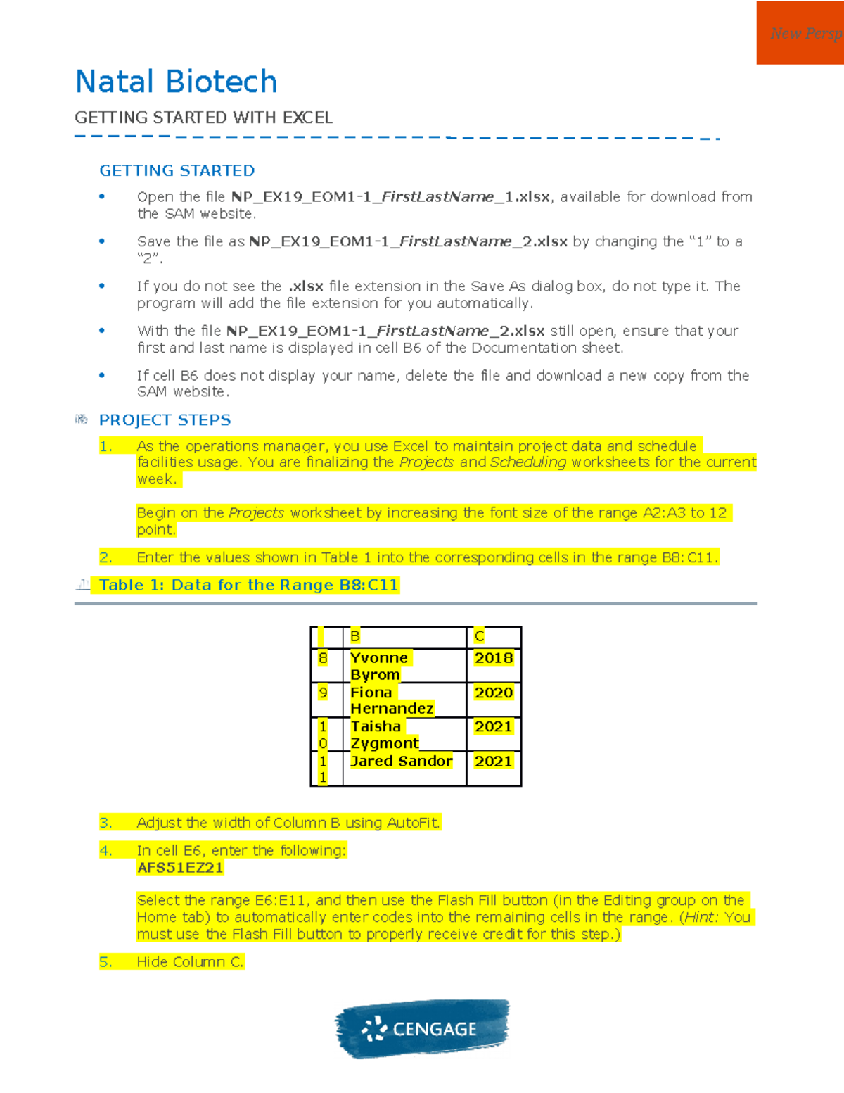 Instructions NP EX19 EOM1-1 - Natal Biotech GETTING STARTED WITH EXCEL ...