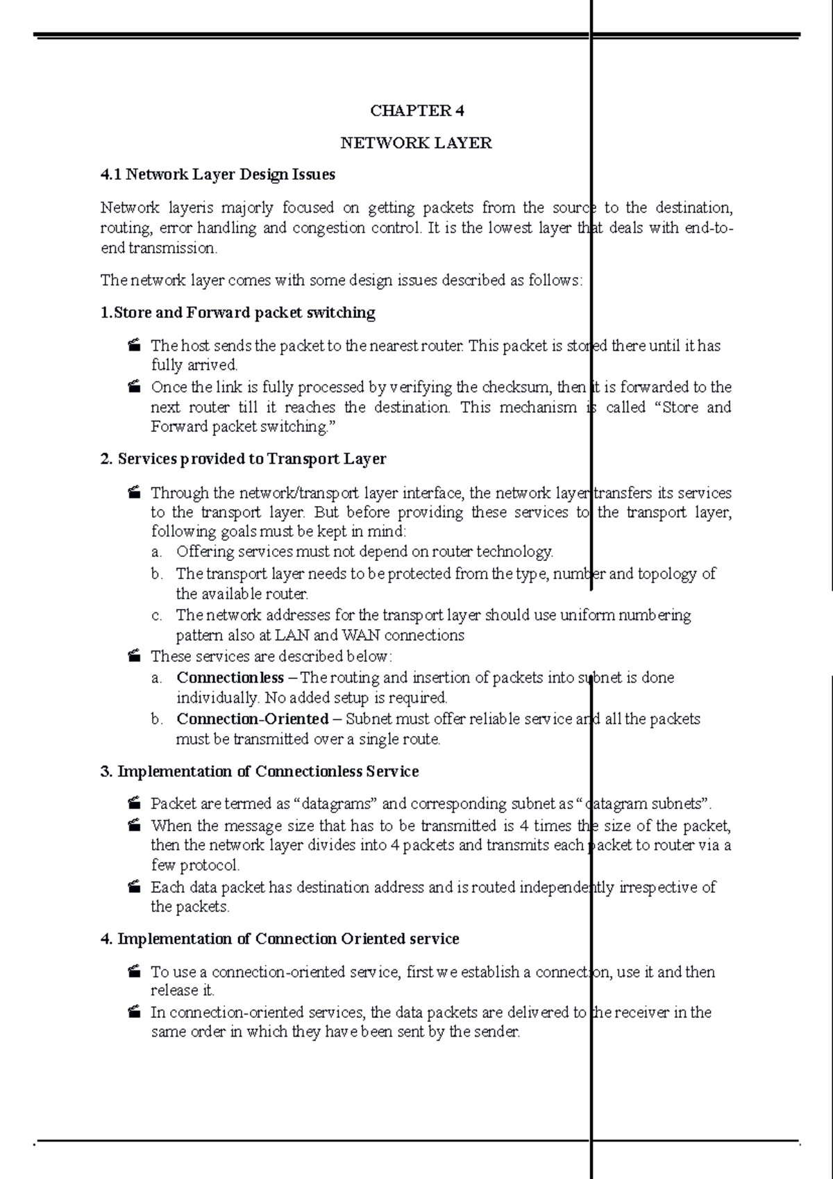 Chapter 4 2023 - Notes - CHAPTER 4 NETWORK LAYER 4 Network Layer Design ...