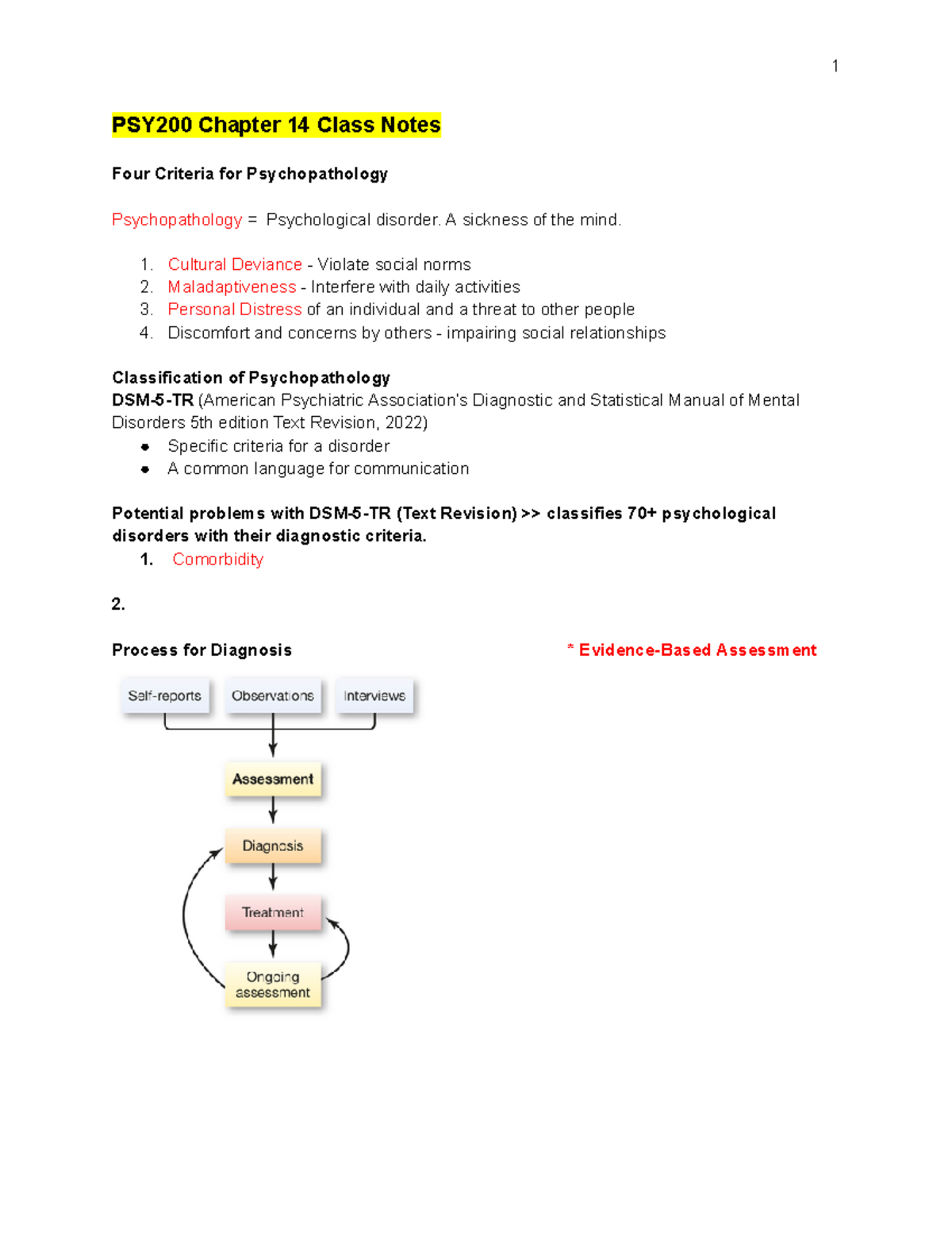 Psych Chapter 14 and 15 Notes Mon 16 - Sun 22 January - PSY200 Chapter ...