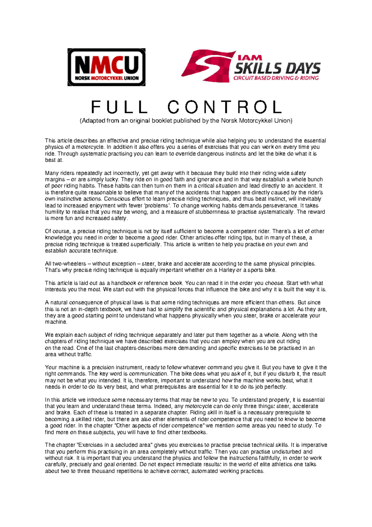 Full-control - F U L L C O N T R O L (Adapted from an original booklet ...