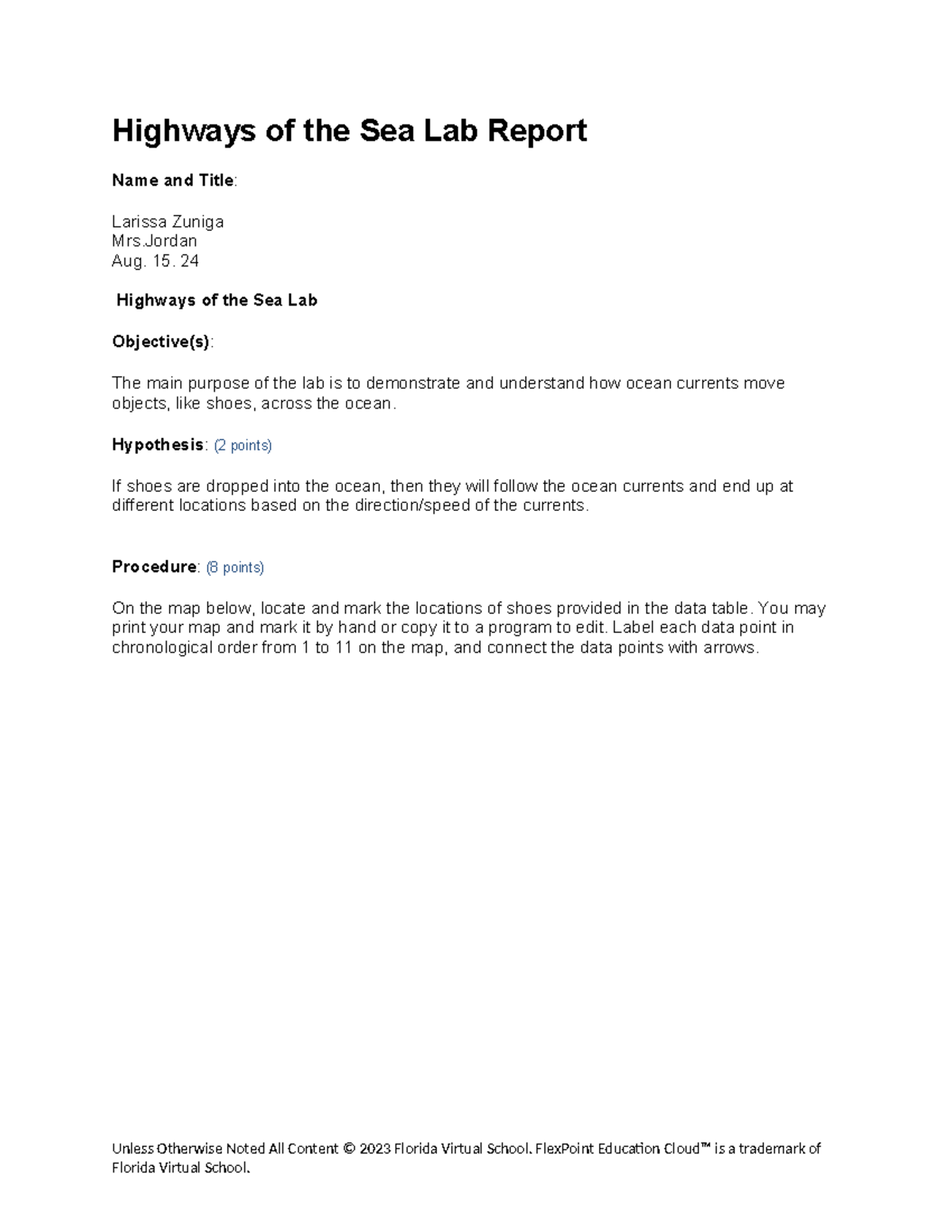 Highway OFthesealab report - Highways of the Sea Lab Report Name and ...