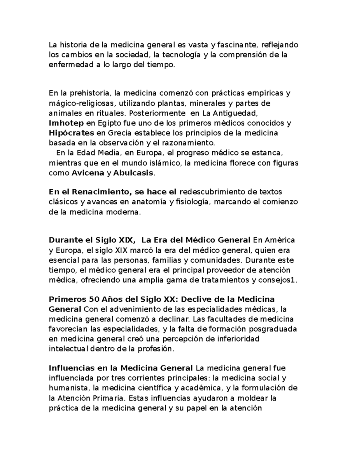 Medicina general resumen historico de la medicina general - La historia ...