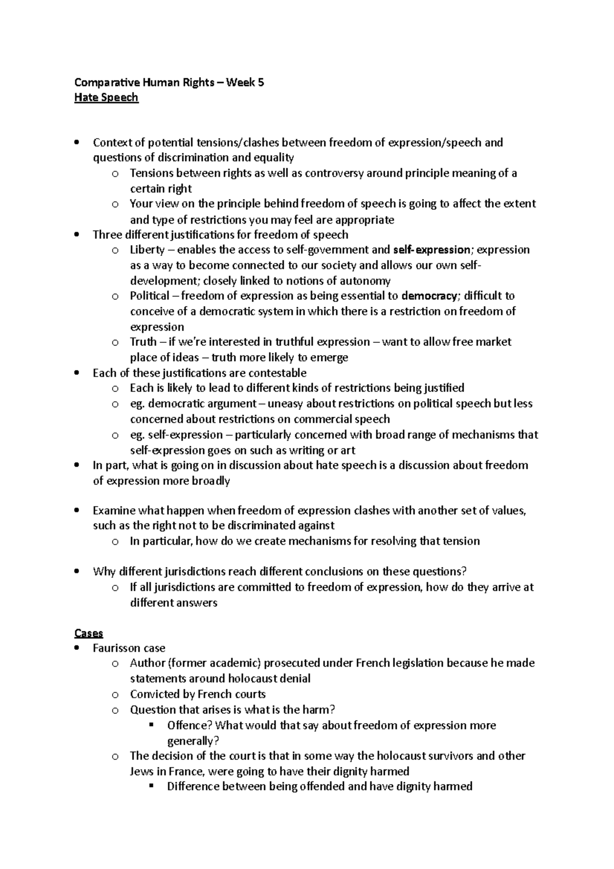 Comparative Human Rights – Week 5 - Comparative Human Rights – Week 5 ...
