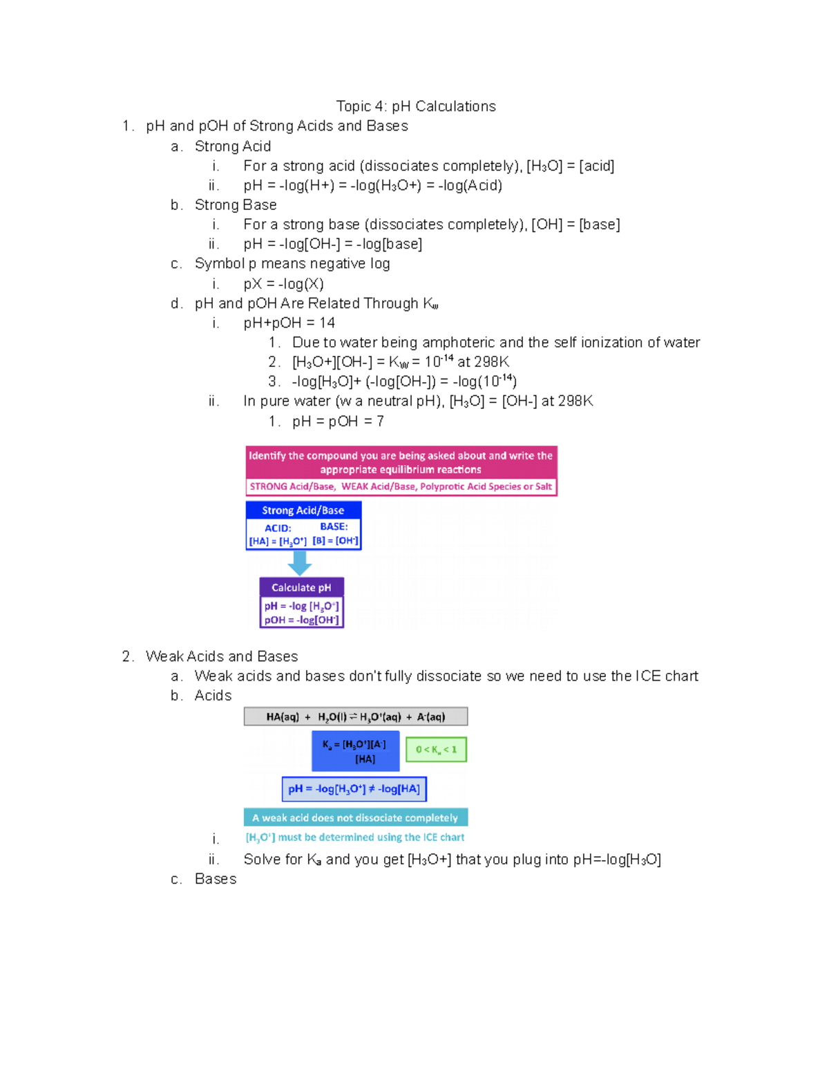 Topic 4 p H Calculations - Topic 4: pH Calculations pH and pOH of ...
