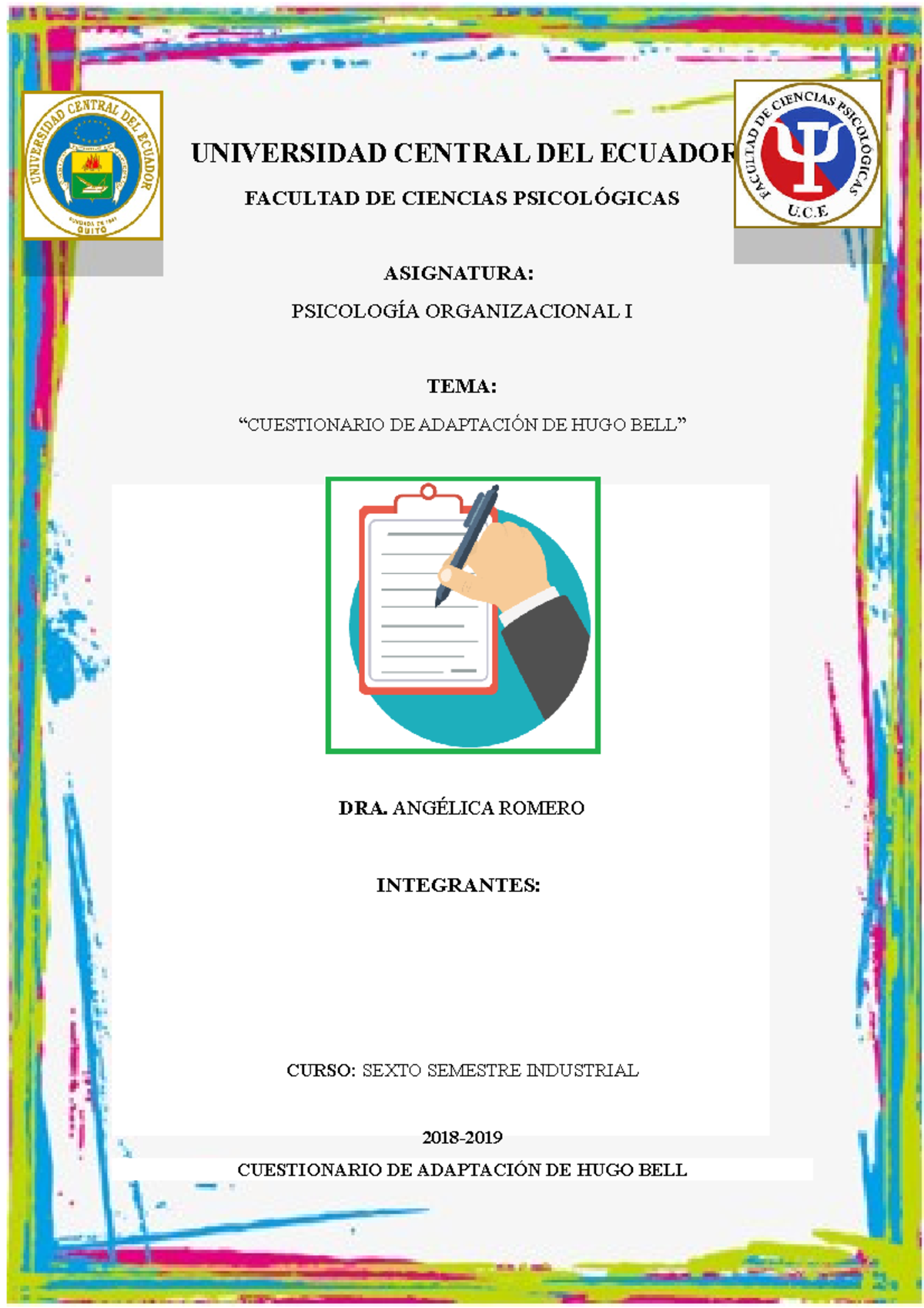 Cuestionario de personalidad de Hugo Bell - UNIVERSIDAD CENTRAL DEL ...