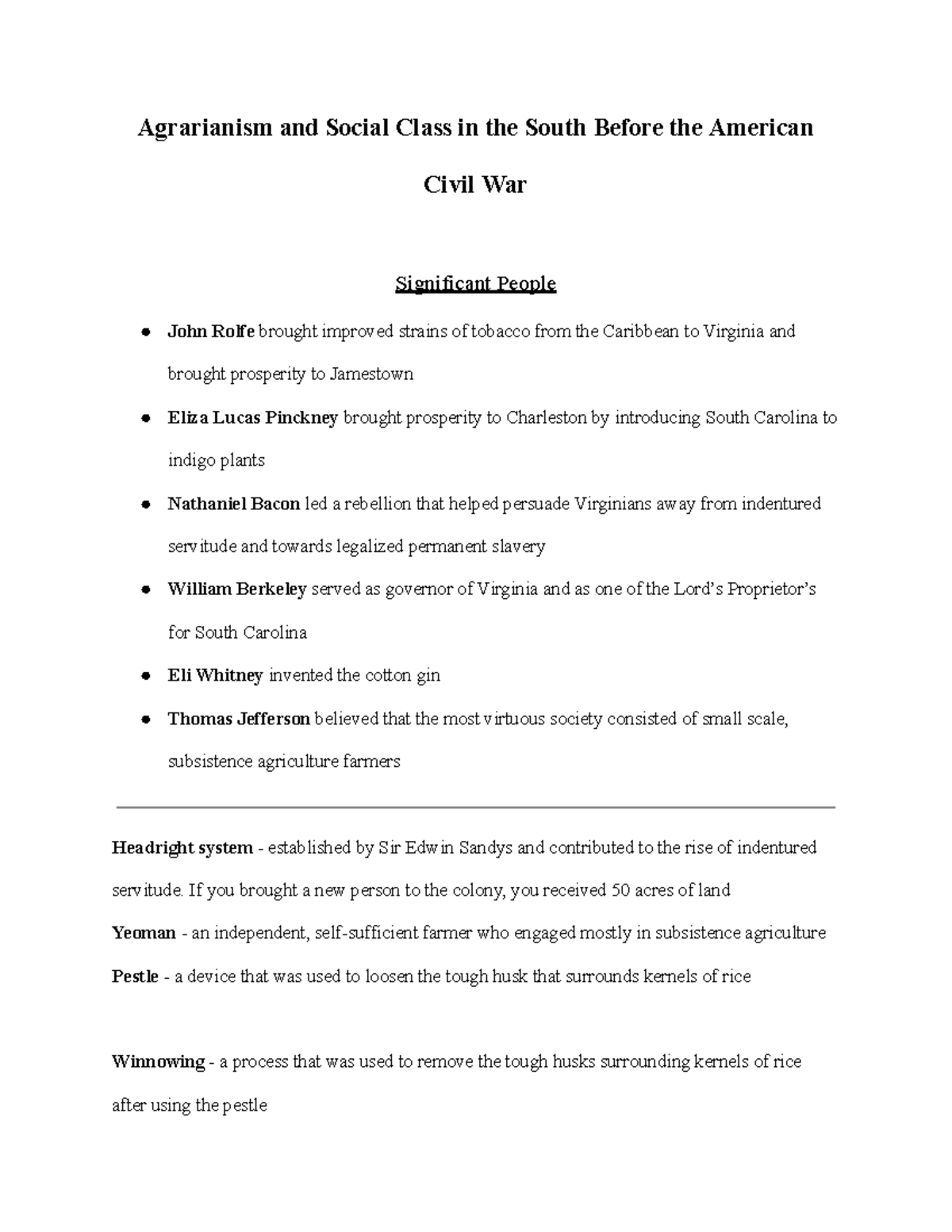 Agrarianism and Social Class Before the Civil War - Agrarianism and ...