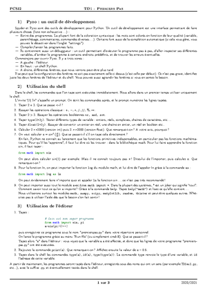 TD Euler python - PCSI2 TD10 : Méthode d’Euler Résolution numérique des ...