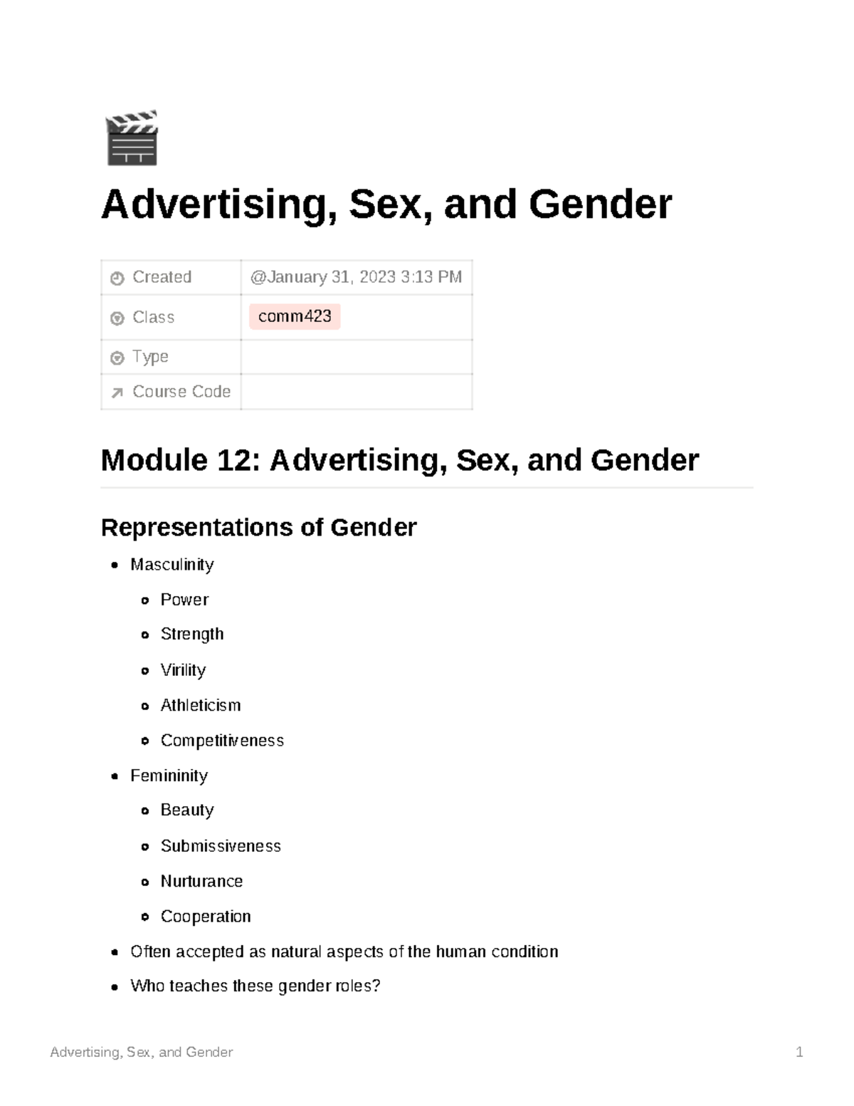Advertising Sex and Gender - Advertising, Sex, and Gender Created Class ...
