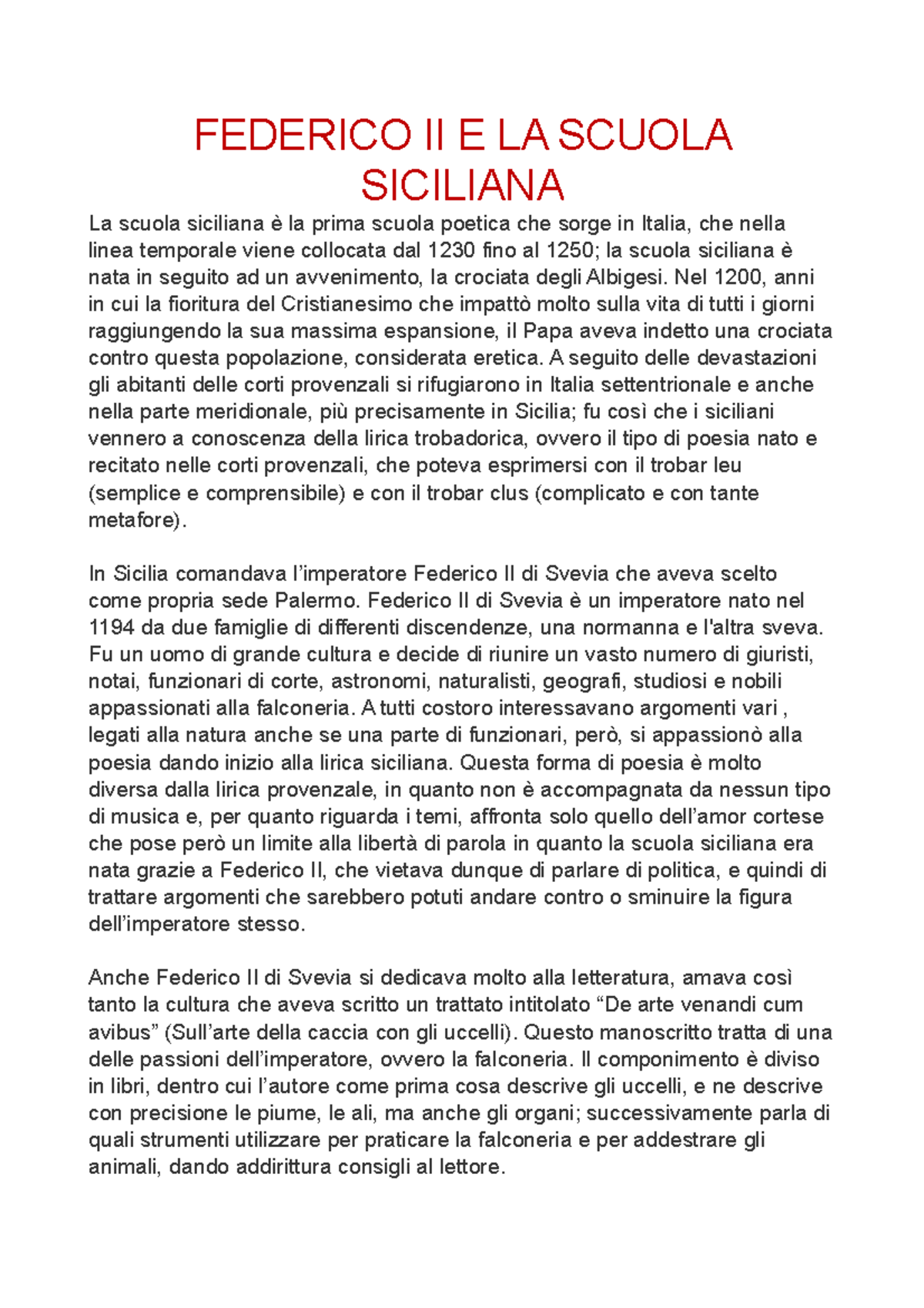 Federico II e la scuola siciliana - FEDERICO II E LA SCUOLA SICILIANA La scuola siciliana è la ...