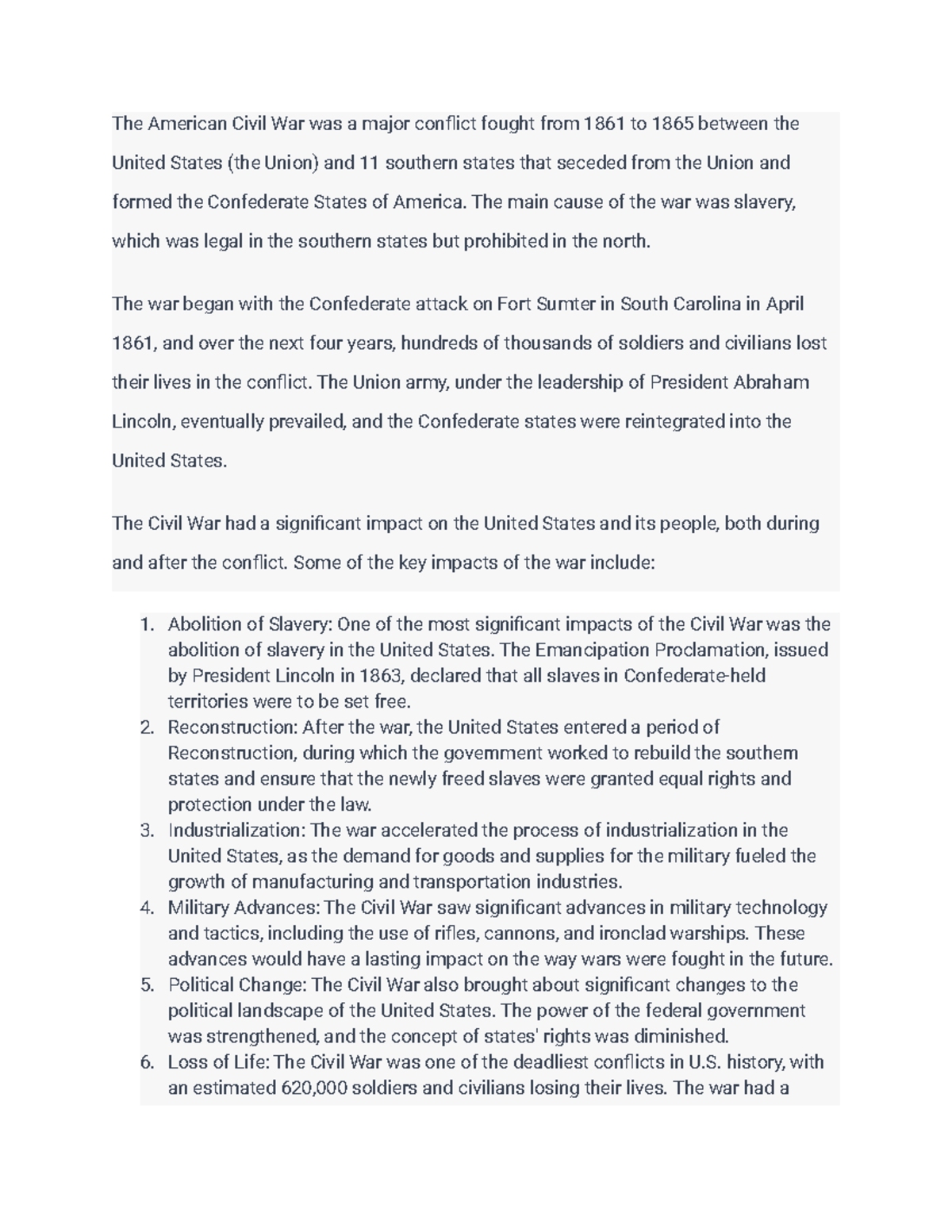 Untitled document (80) - The American Civil War was a major conflict ...