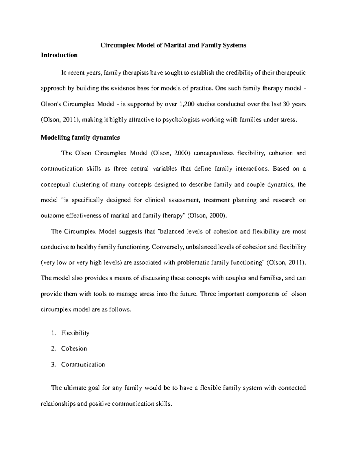 Circumplex Model of Marital and Family Systems - Circumplex Model of ...