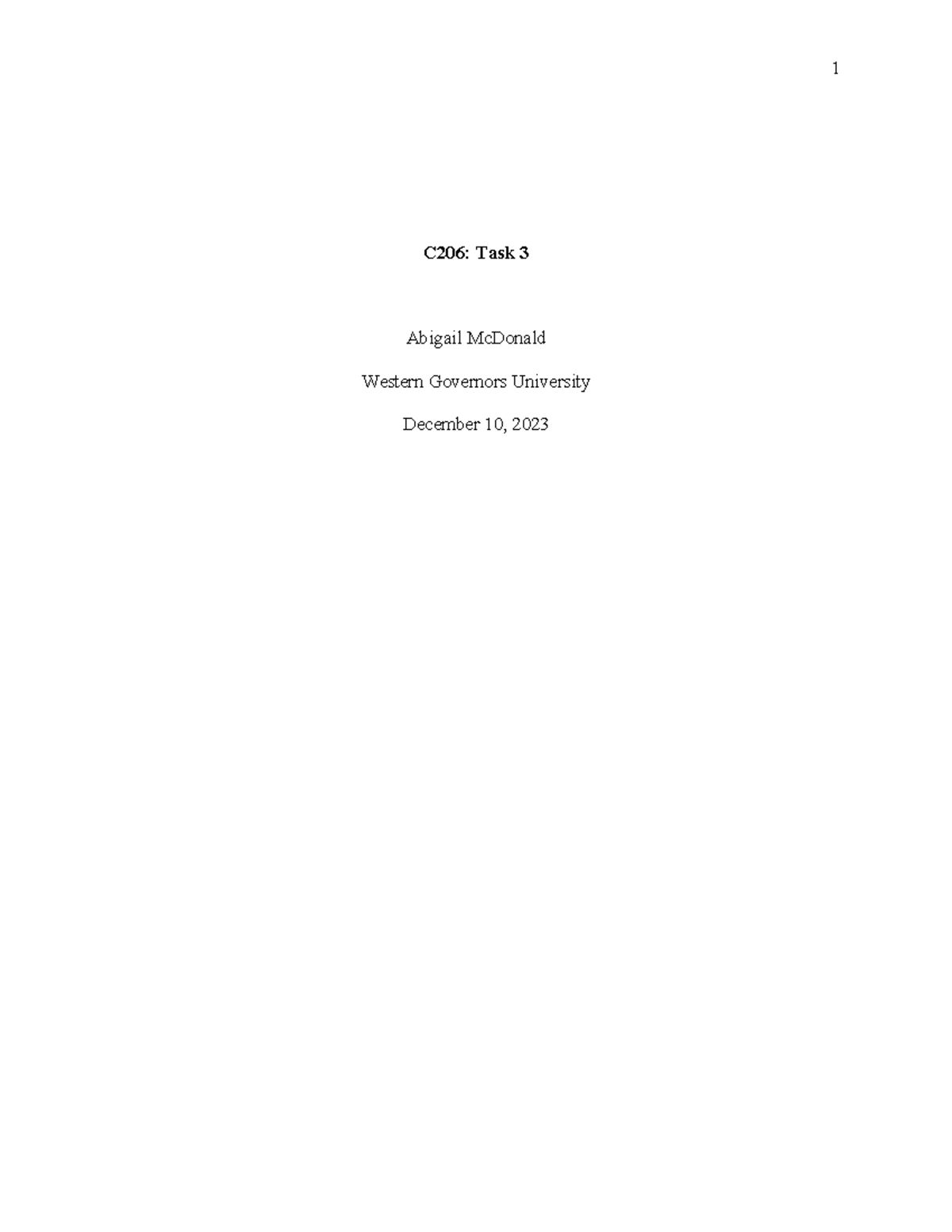 Task 3 - notes - C206: Task 3 Abigail McDonald Western Governors ...