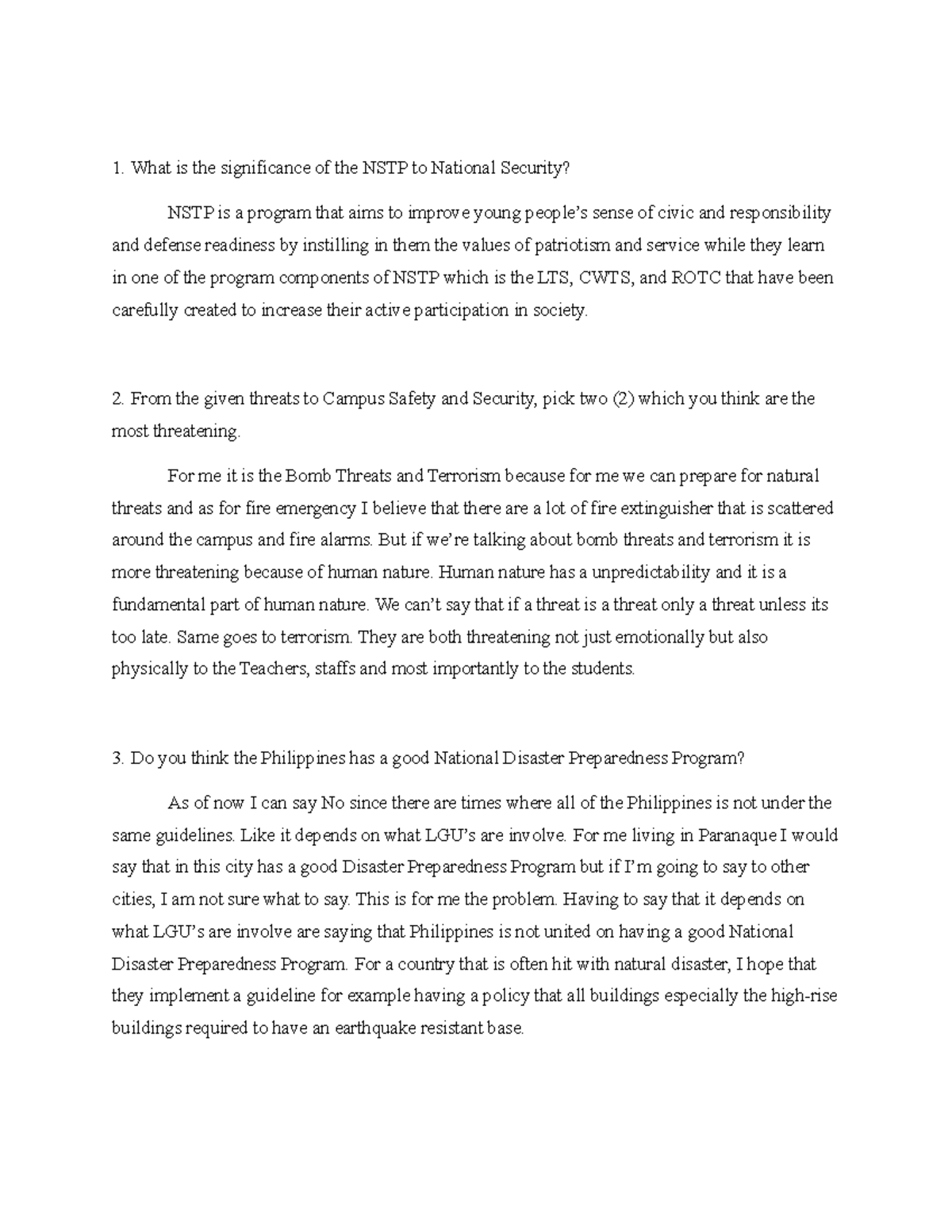 NSTP QUIZ - nstp question and answes and quiz - What is the ...