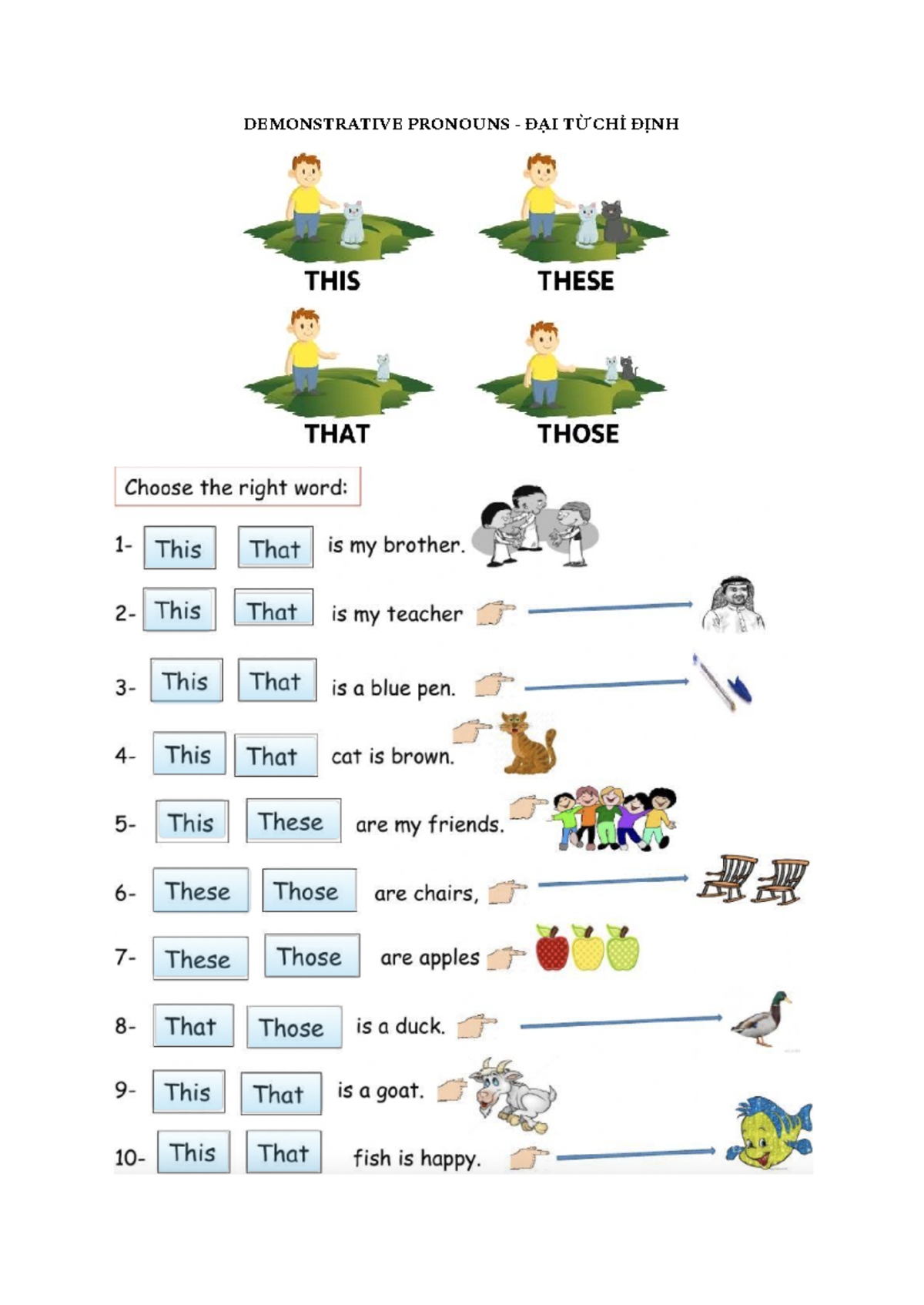 THIS THAT These Those - English Grammar Excercise - DEMONSTRATIVE ...