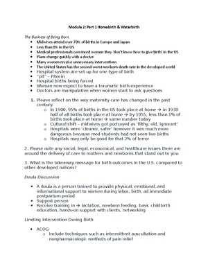 Module One Notes - Module One Notes “What if a midwife?” Video: Nearly ...