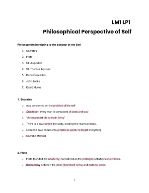 LP1 Philosophical Perspective NGEC0213 - Learning Module 1 Understanding the Self Learning ...