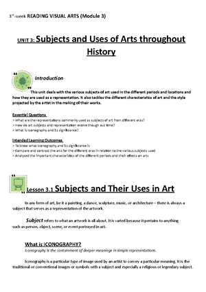 AH4 5th week Lesson 4 Reading Viual ARTS - 5 th,6th & 7th week (Module ...