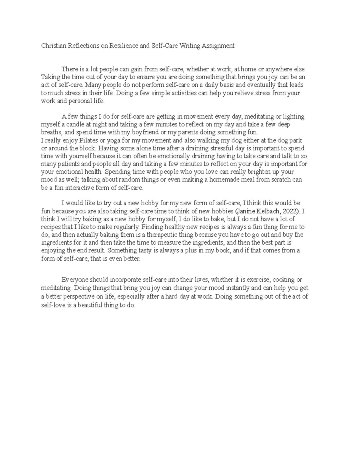 Self care reflection - Christian Reflections on Resilience and Self ...