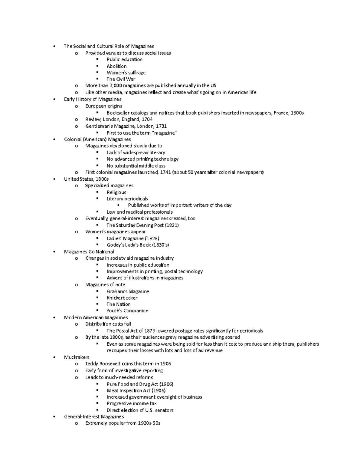 Media Literacy Ch. 4 Notes - The Social and Cultural Role of Magazines ...