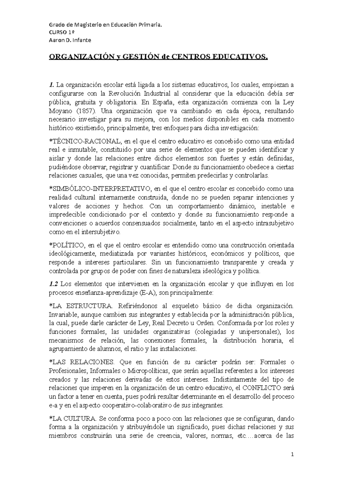 Apuntes ORG-GEST Centros Educativos - Grado de Magisterio en Educación ...