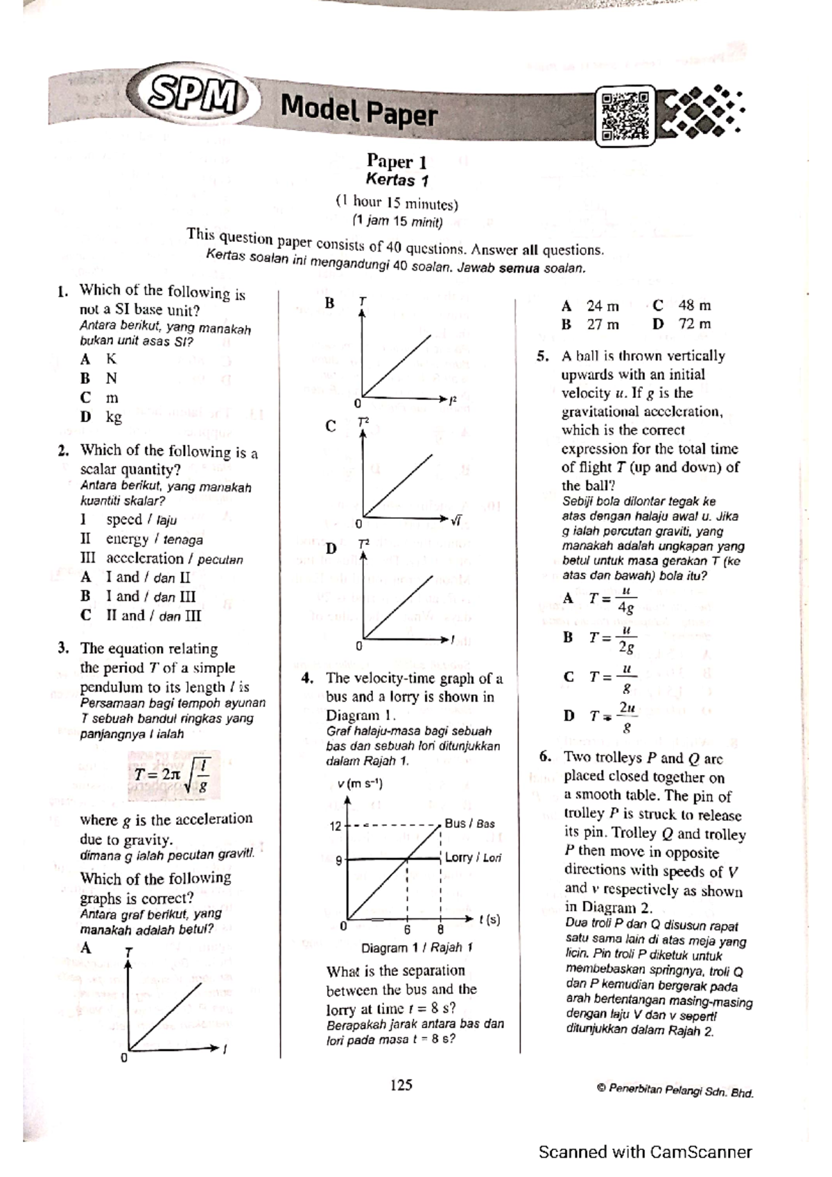 Form 5 Physics SPM Model Paper - Mechanical Engineering - Studocu