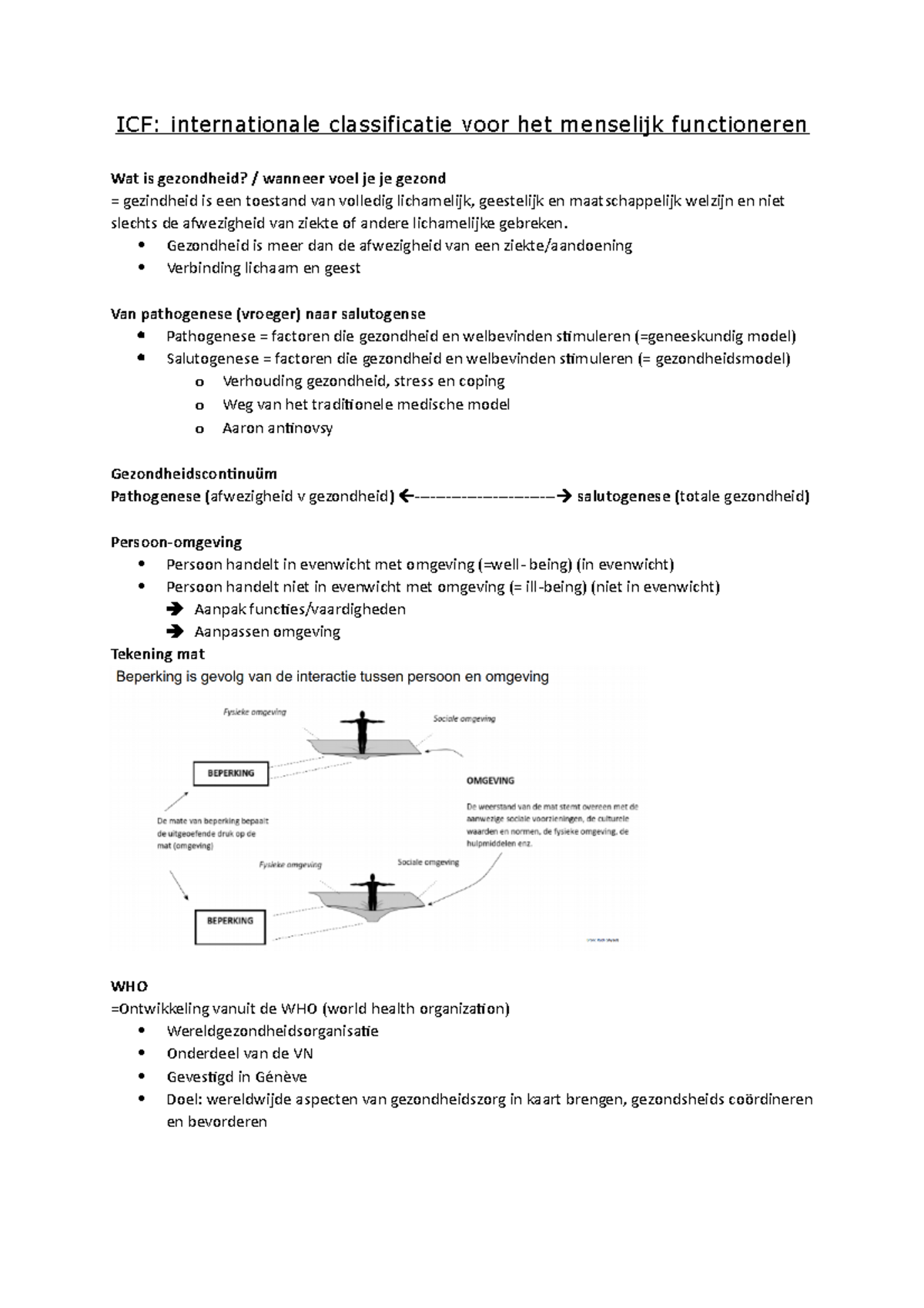 HC 7 ICF - ICF: internationale classificatie voor het menselijk functioneren Wat is gezondheid ...