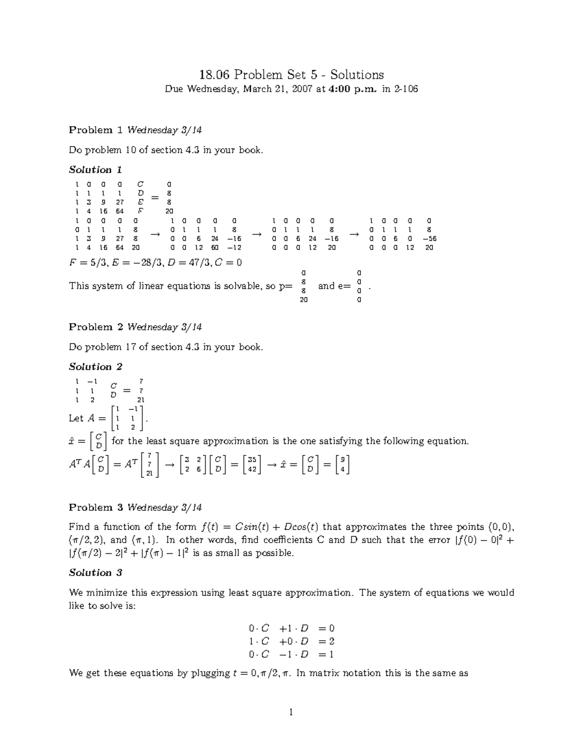 Q2 Homework 4 - education - 18 Problem Set 5 - Solutions Due Wednesday ...