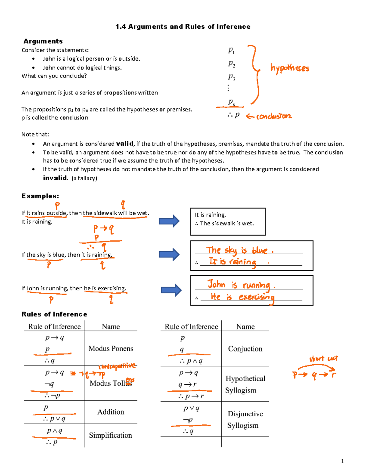 1 - Homework practice review - 1 Arguments and Rules of Inference ...
