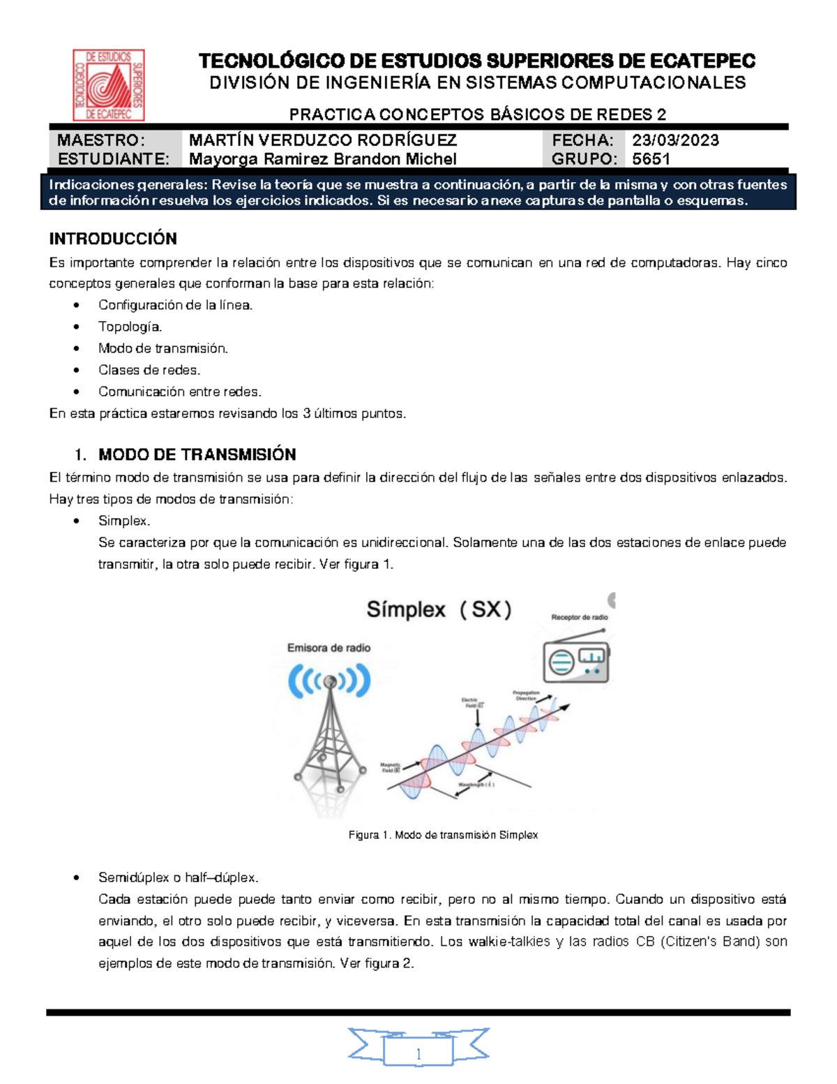 PRACTICA CONCEPTOS BÁSICOS DE REDES 2 - TECNOL”GICO DE ESTUDIOS SUPERIORES DE ECATEPEC DIVISI”N ...
