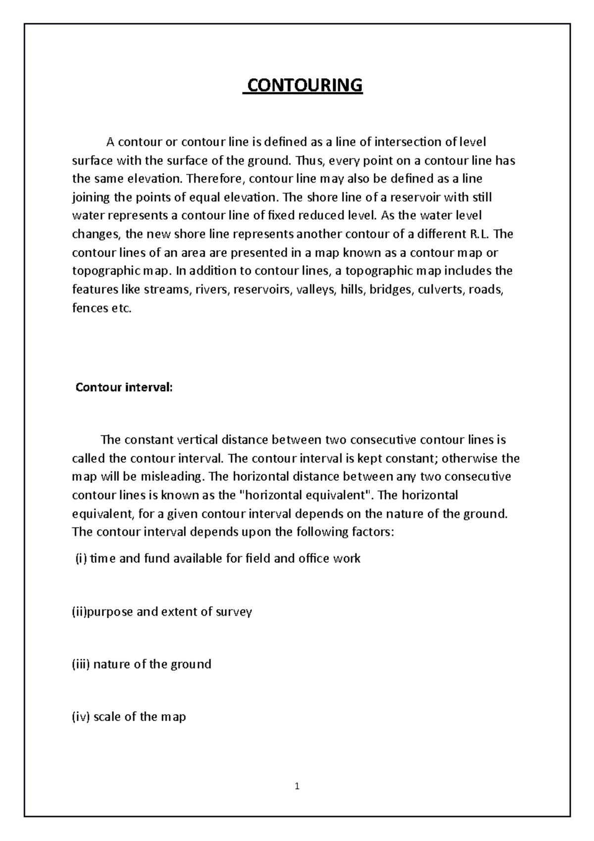 Contouring - CONTOURING A contour or contour line is defined as a line ...