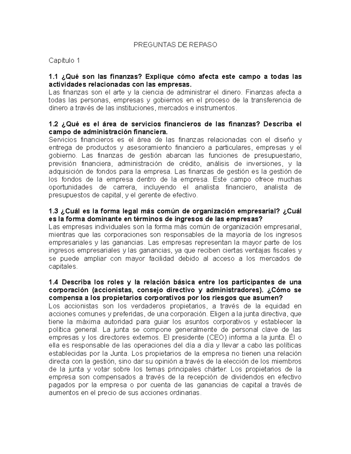 Preguntas DE Repaso - Libro de Principios de Administración Financiera ...