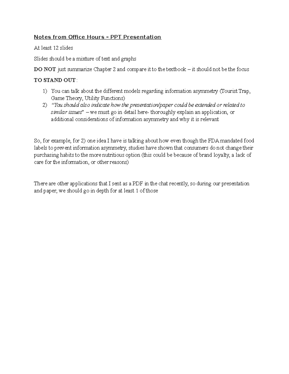 Notes from Office Hours - Studocu