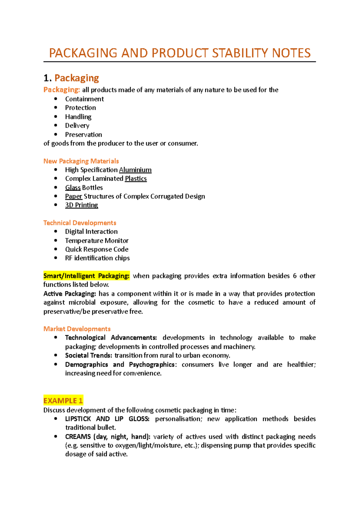 Packaging and Product Stability Exam Notes - PACKAGING AND PRODUCT ...