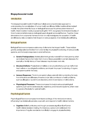 Biopsychosocial Model - The biopsychosocial model was developed by ...