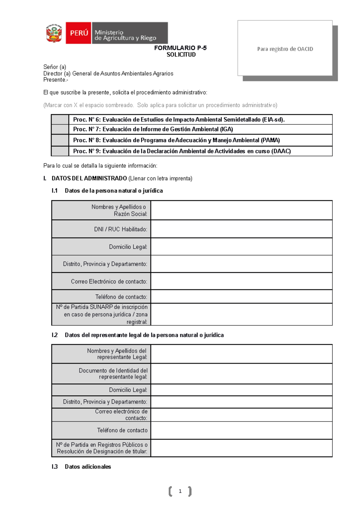 Formulario P-5 - FORMULARIO P- SOLICITUD Señor (a) Director (a) General ...