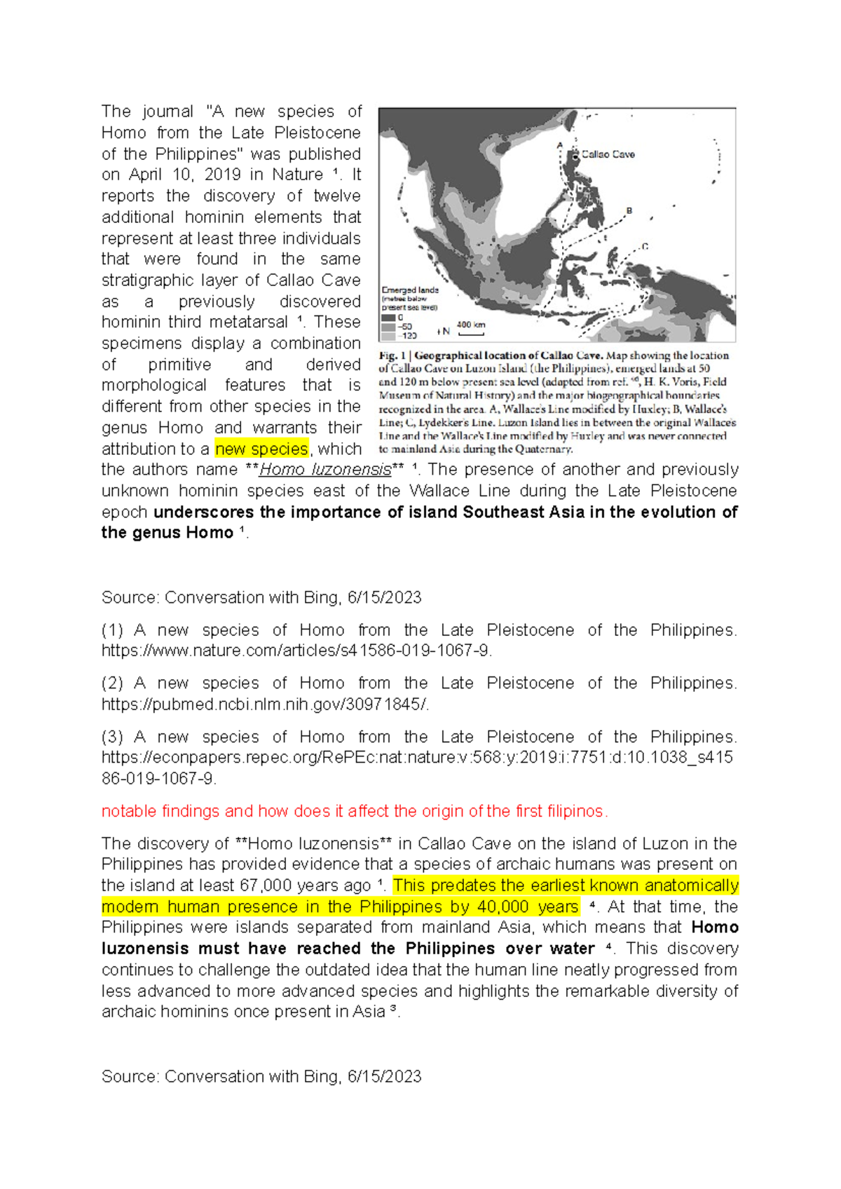 Study Notes on A new species of Homo - The journal "A new species of ...