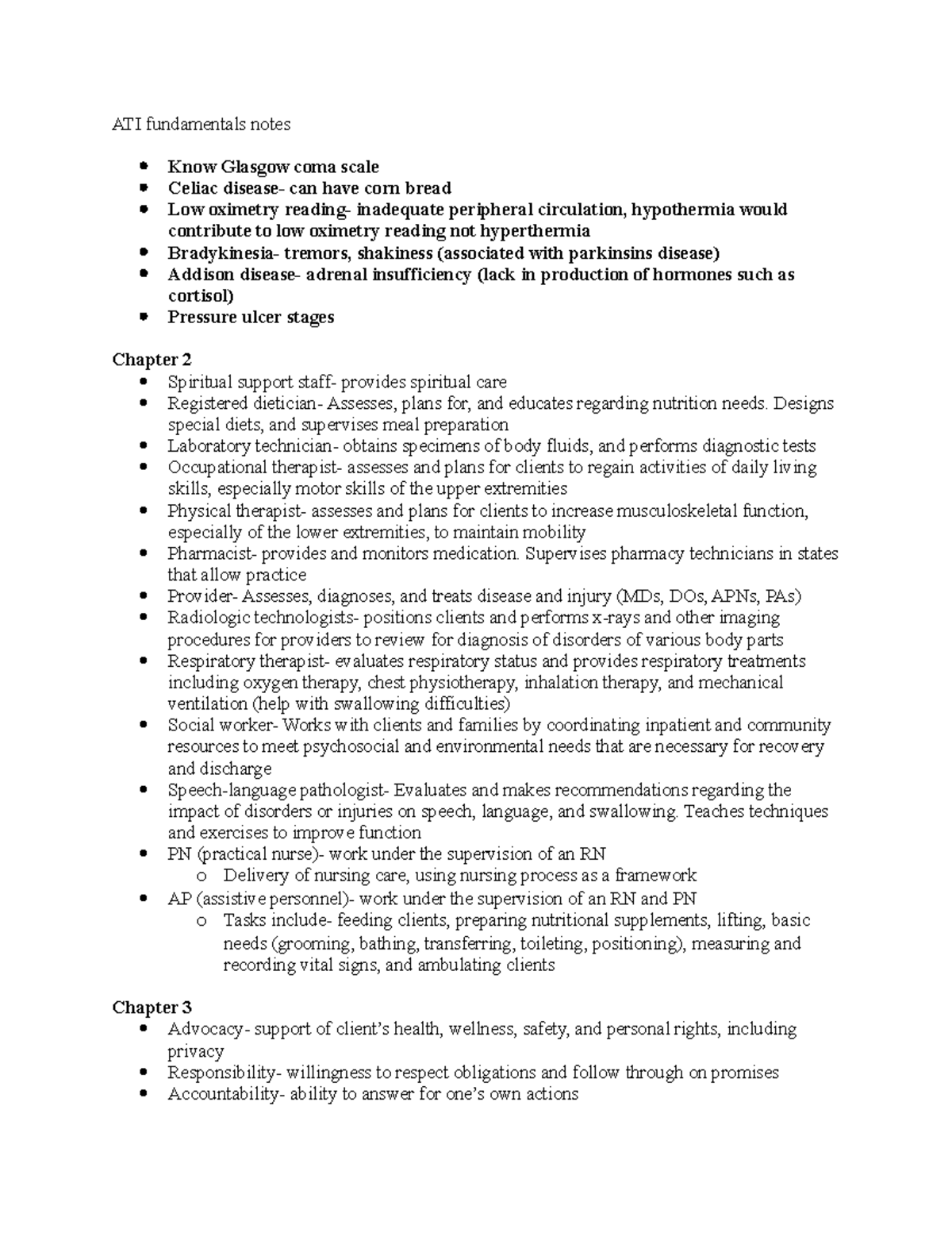 ATI fundamentals notes - Designs special diets, and supervises meal ...