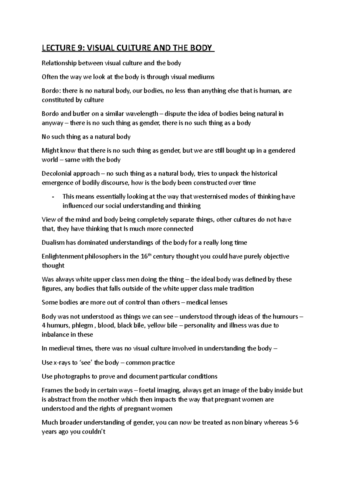 Lecture 9 - visual culture and the body - LECTURE 9: VISUAL CULTURE AND ...