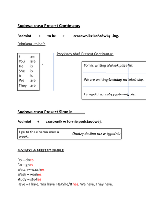 Zadania present simple present cont. A1 - Feel free to check the ...