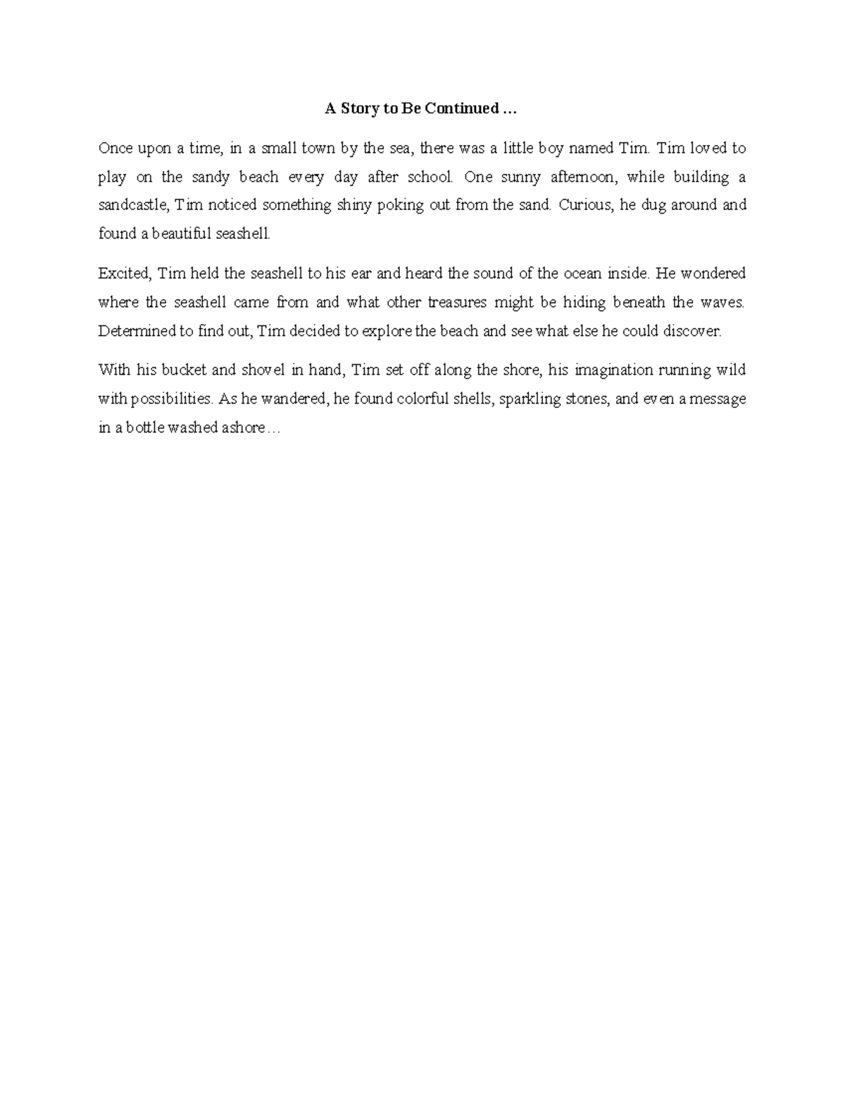 A Story to Be Continued - speaking to improve communication skills - A ...