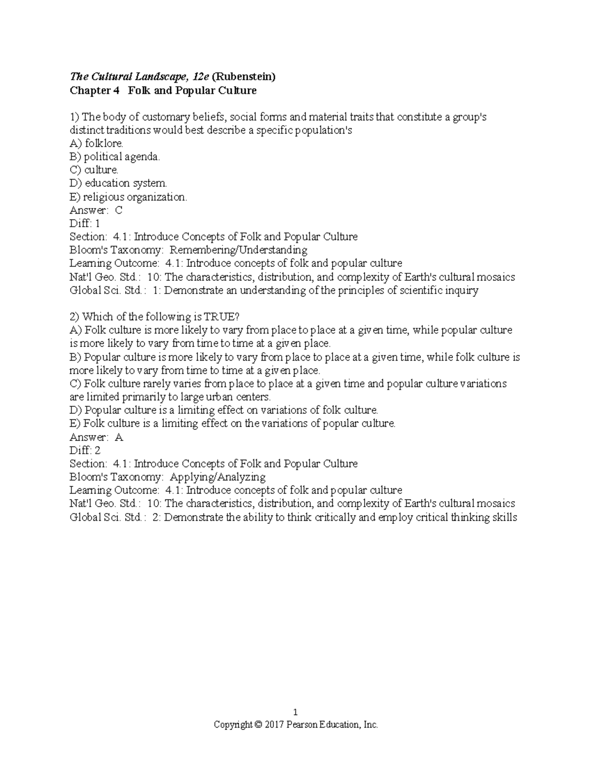 Notes For Cultural Geography - 1 The Cultural Landscape, 12e ...