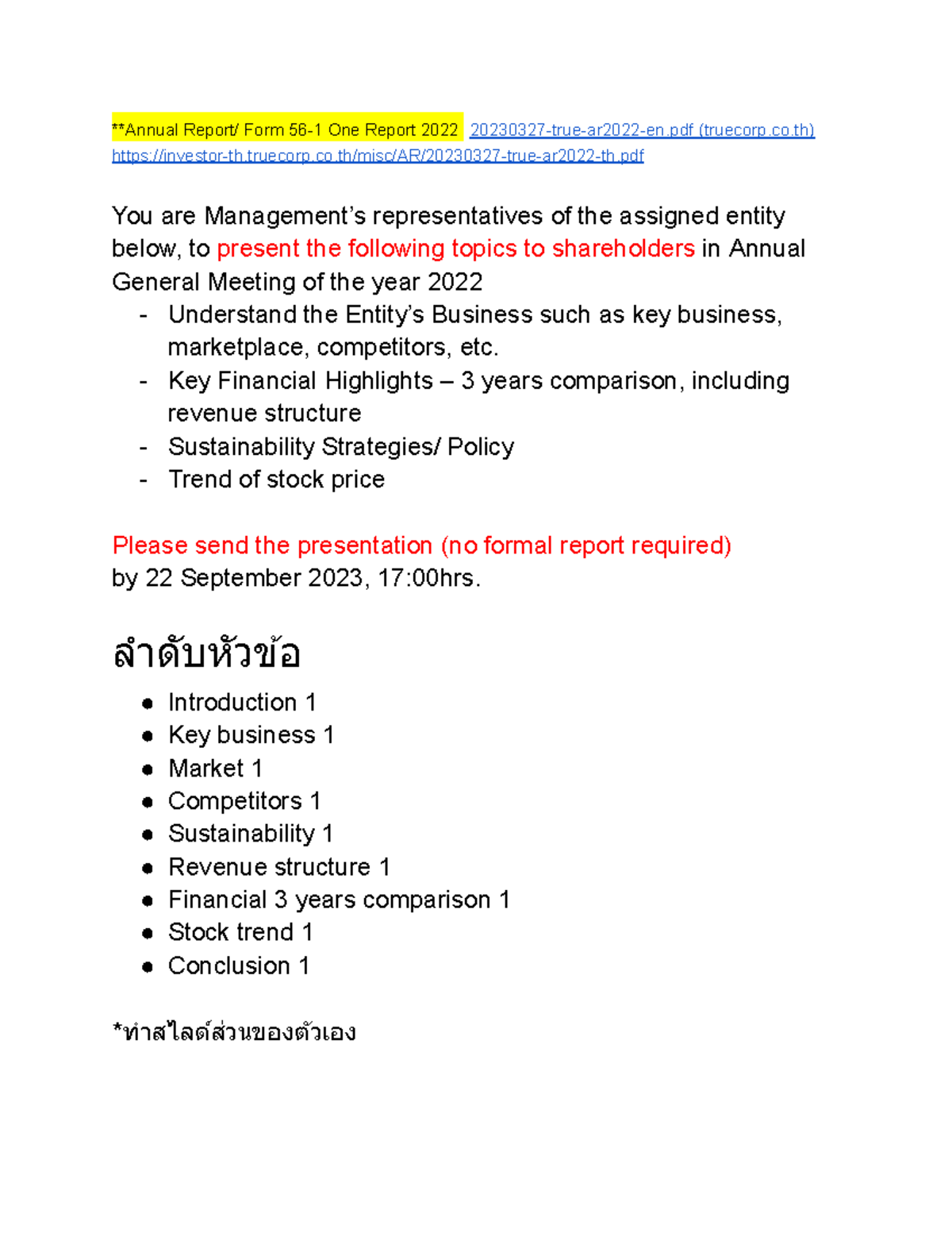 One report TRUE - 56-1 - **Annual Report/ Form 56 - 1 One Report 2022 ...