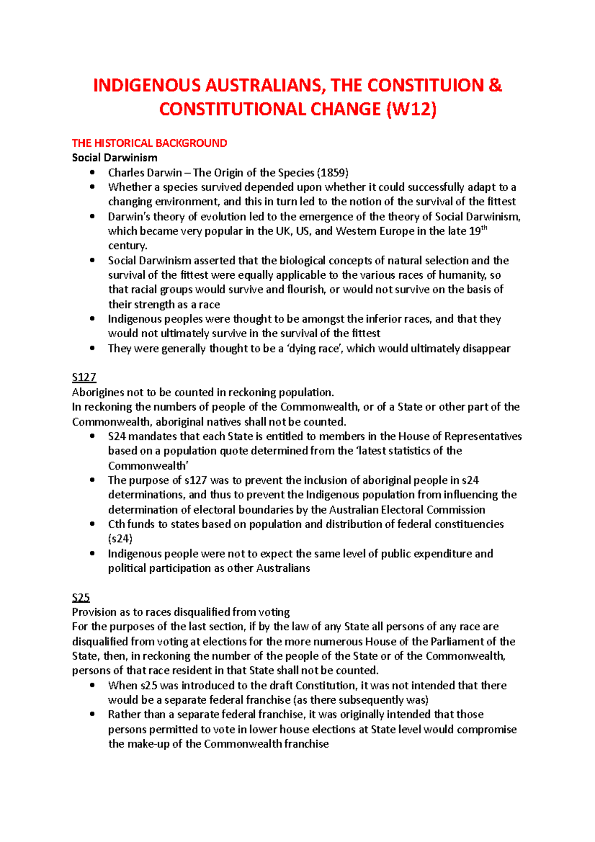 WEEK 12 Indigenous Australians AND THE Constituion AND Constitutional ...
