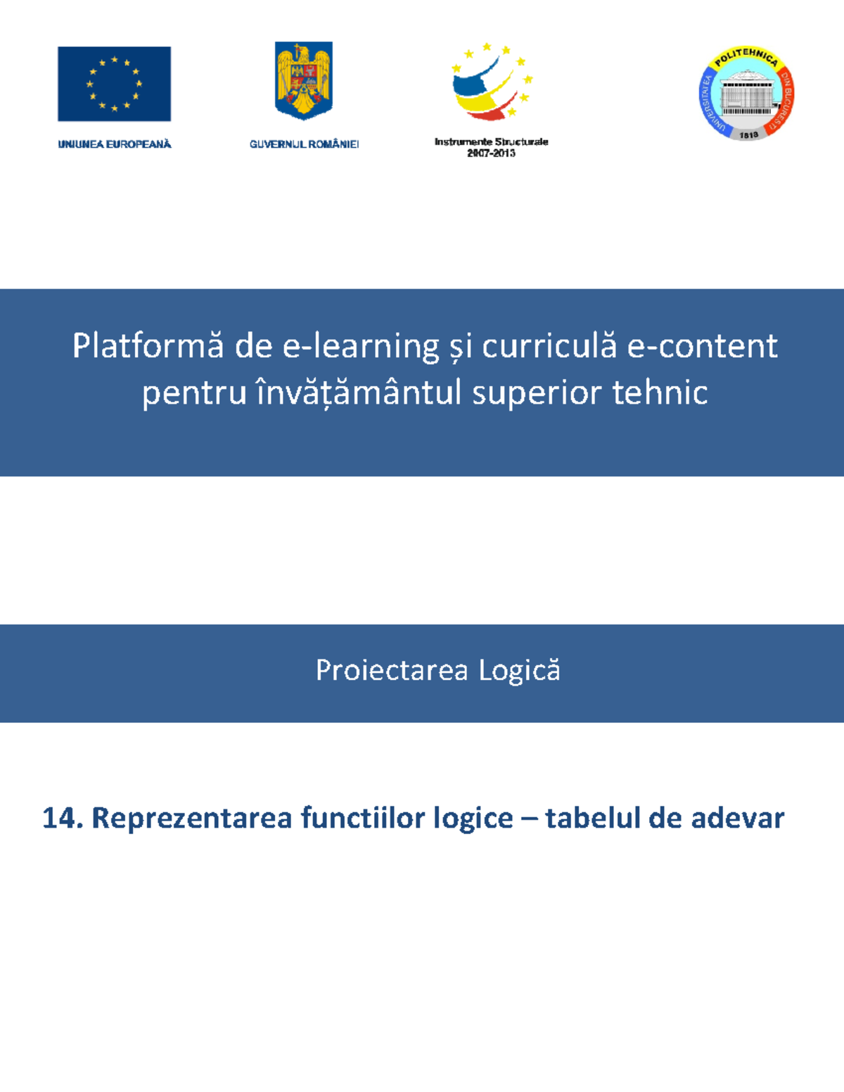 14 - Reprezentarea functiilor logice - tabelul de adevar - Platformă de ...